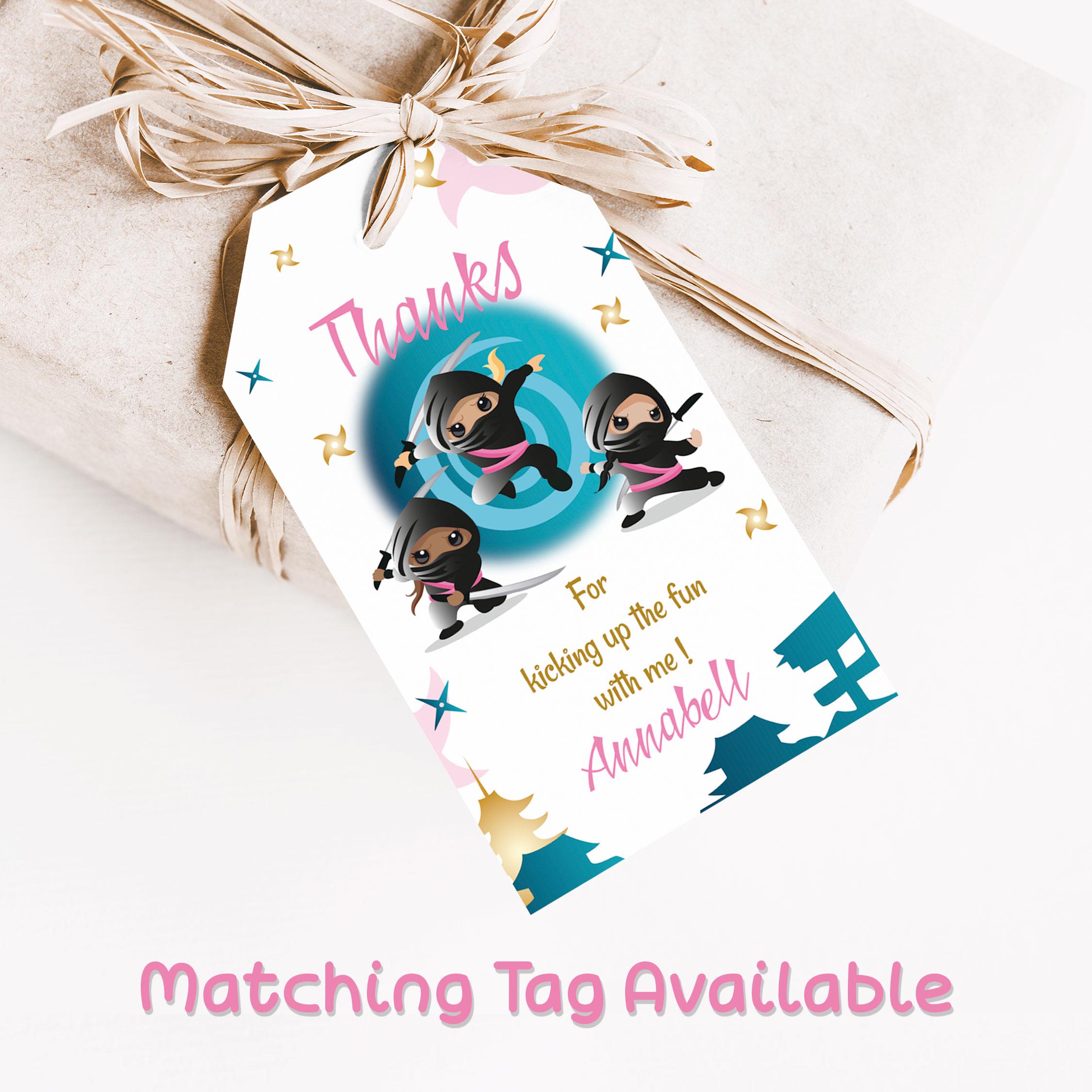 Editable Ninja Water Bottle Label Girl Birthday Party Drink Label Ninja ...