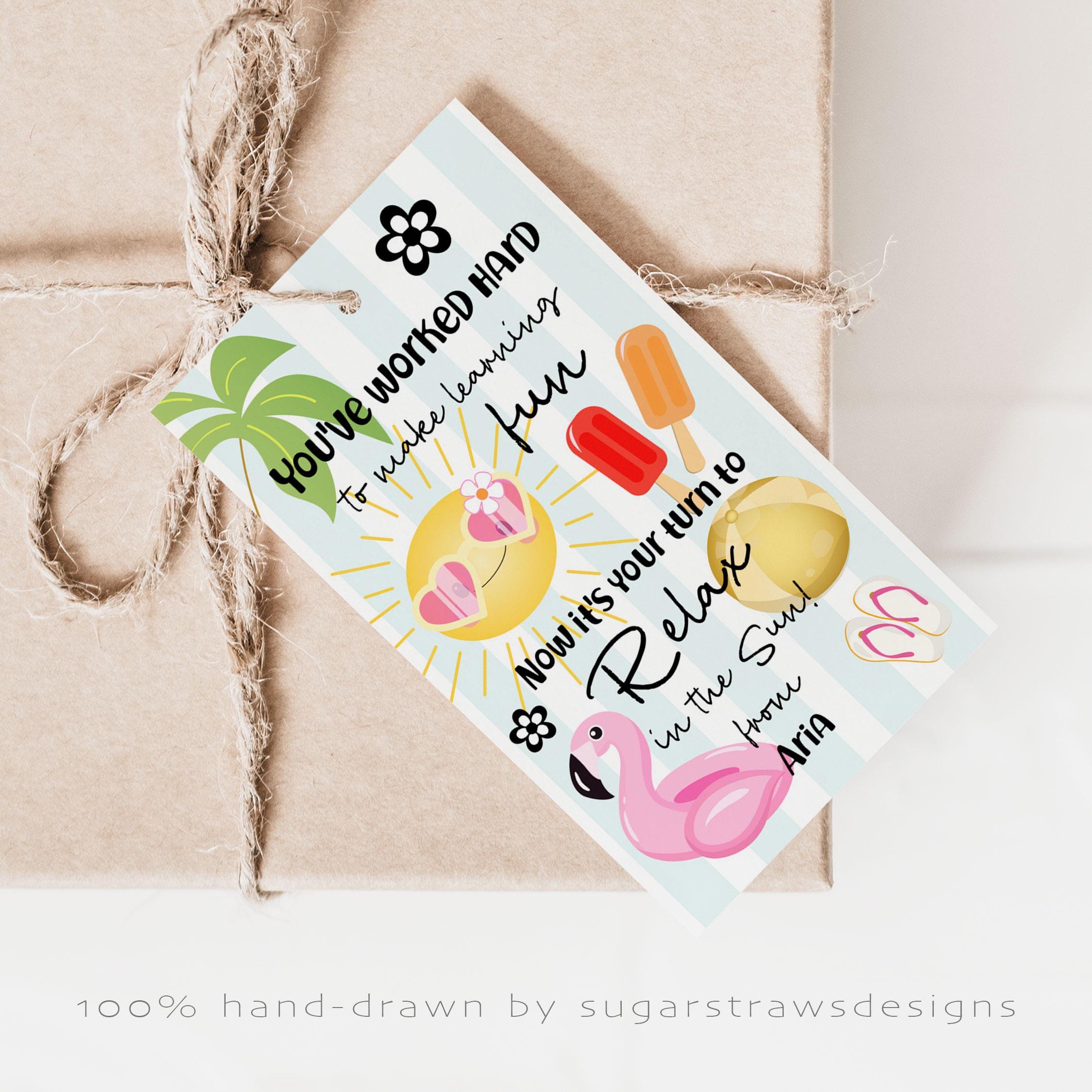 Editable Summer Teacher Appreciation Gift Tag End of School Year ...