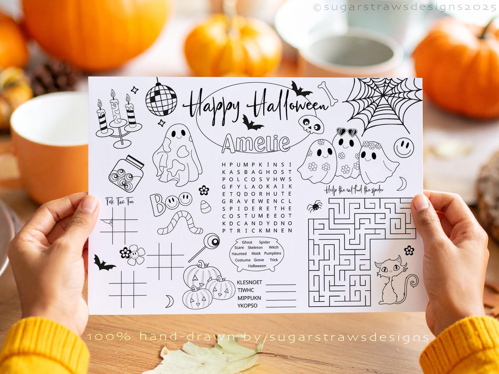 Halloween Activity Page, Halloween Kids Activity Placemat, Printable ...