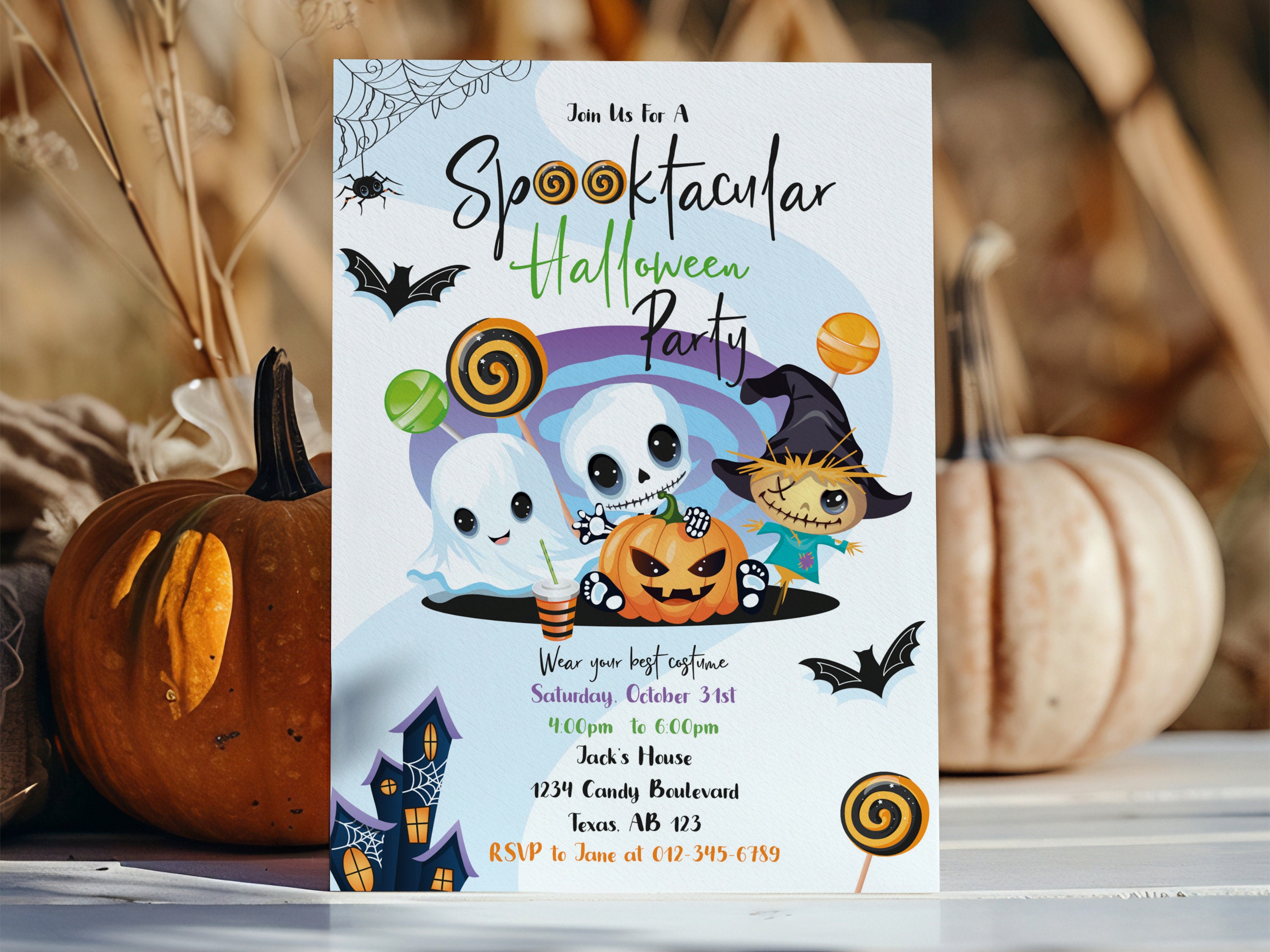 Editable Halloween Party Invitation Template | Printable Digital Invite ...