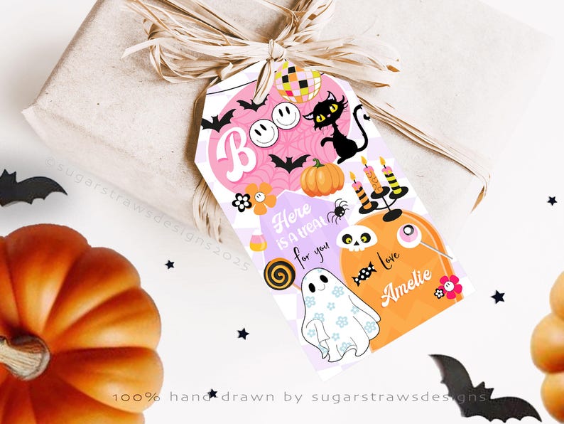 Editable Preppy Halloween Favor Tag Template Corjl | Boo Basket Trick ...