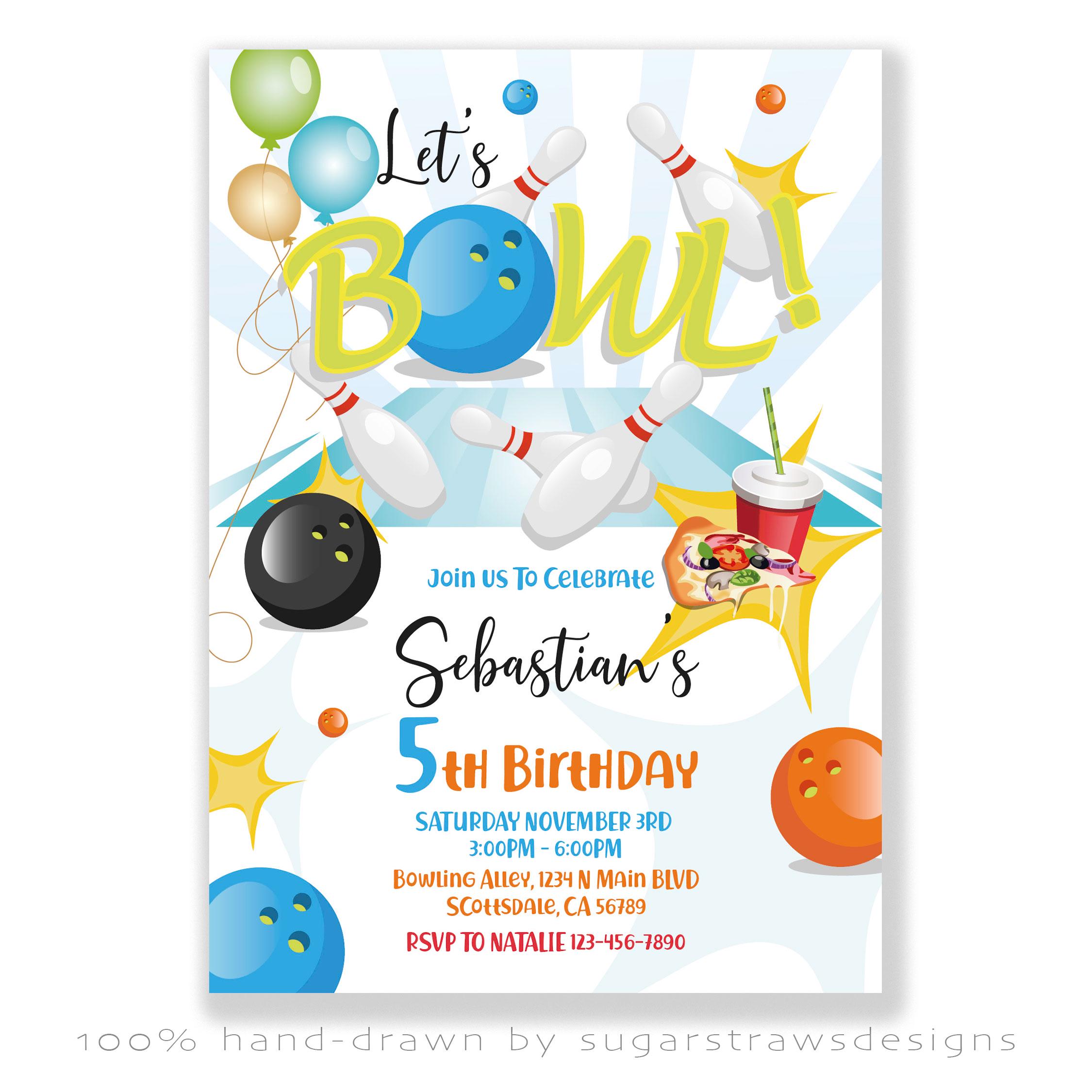 Editable Bowling Birthday Invitation Bowling Party Invite Party Boy ...