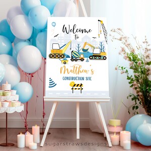 Editable Construction Party Welcome Sign Boy Construction Birthday ...