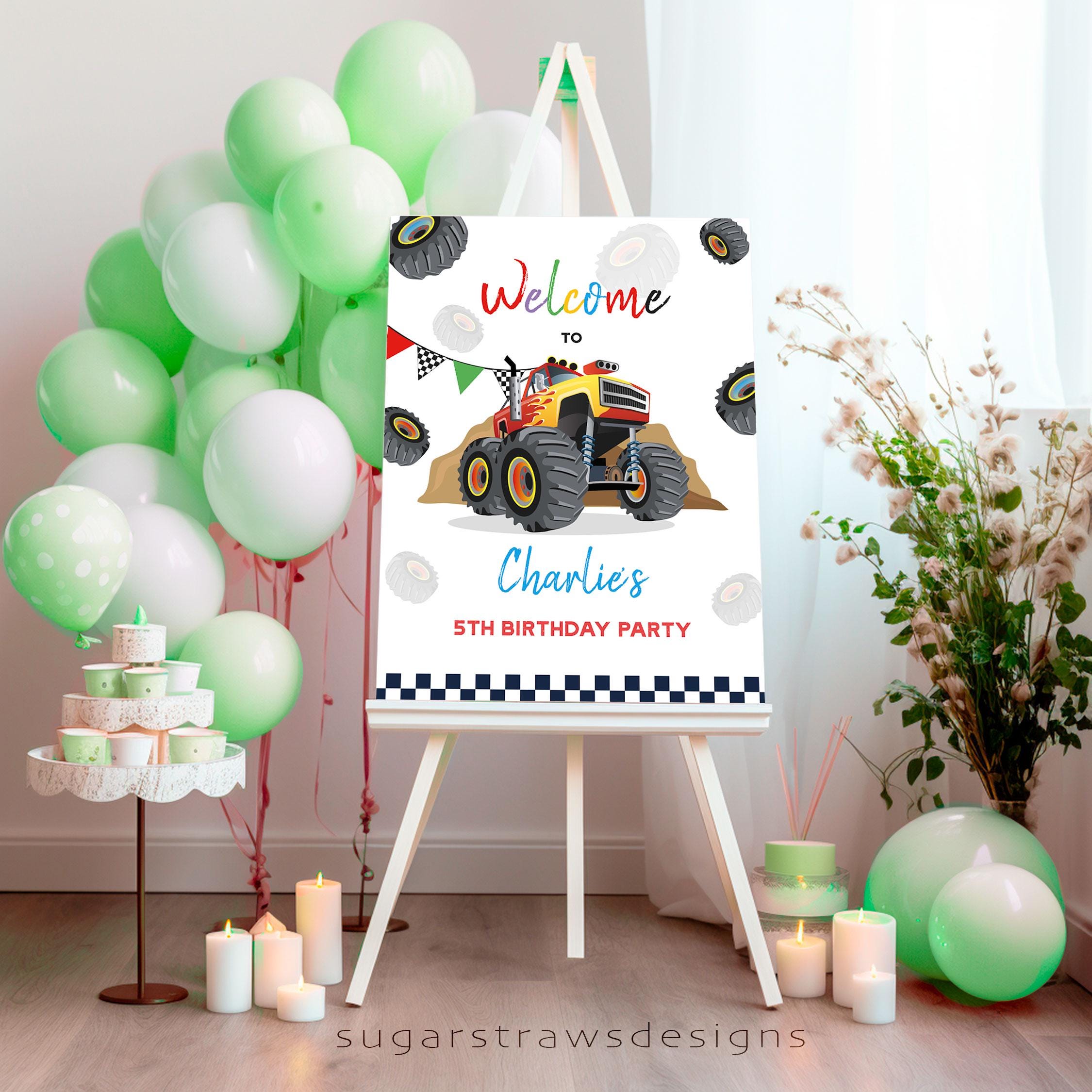 Editable Monster Truck Welcome Sign Boy Birthday Monster Bash Custom ...