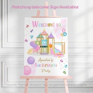 Editable Playground Invitation Girl Birthday Pastel Jungle Gym Party ...