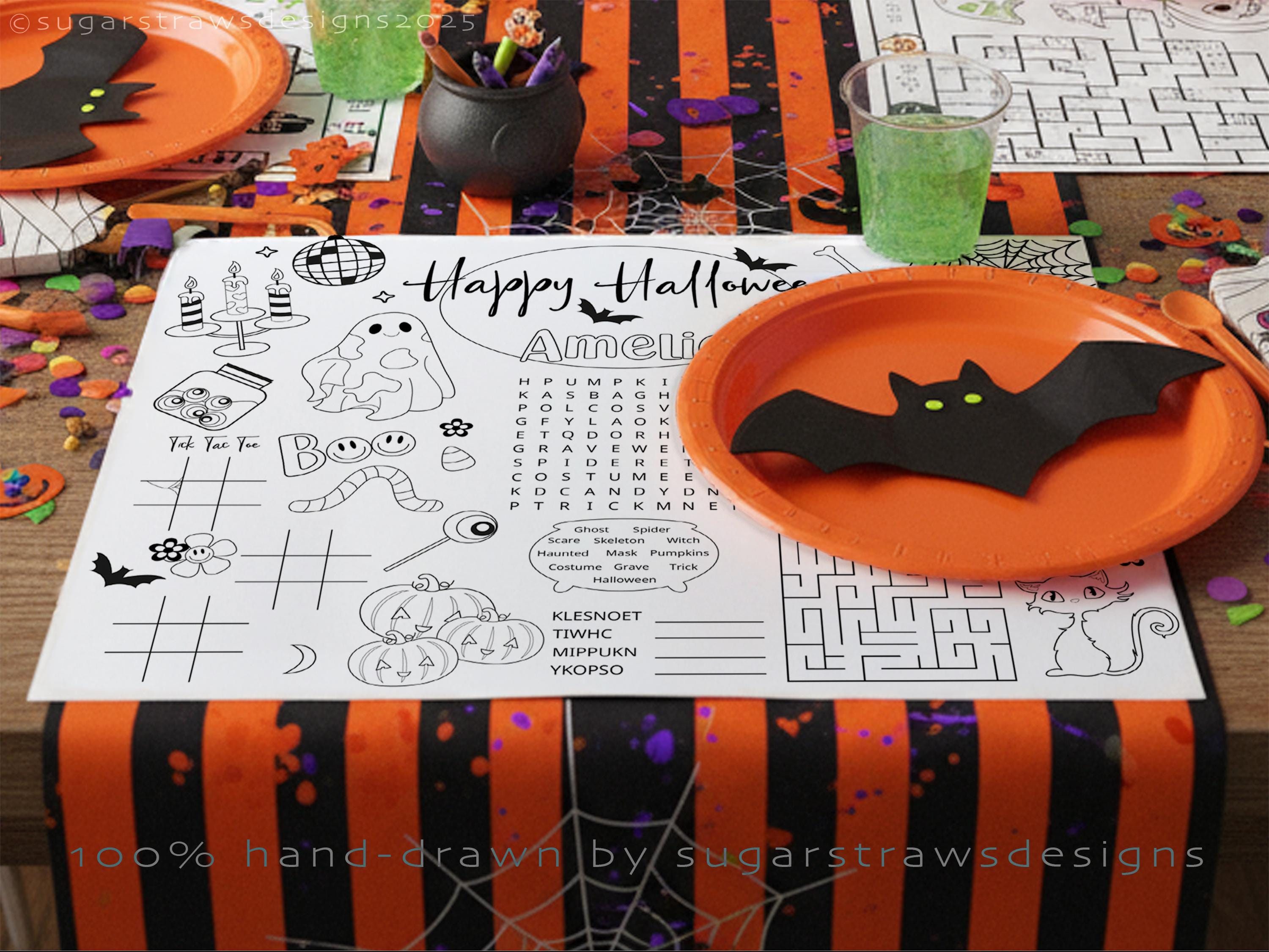 Halloween Activity Page, Halloween Kids Activity Placemat, Printable ...