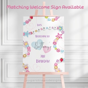 Editable Friendship Bracelet Invitation Girl Birthday Bead Bracelet ...