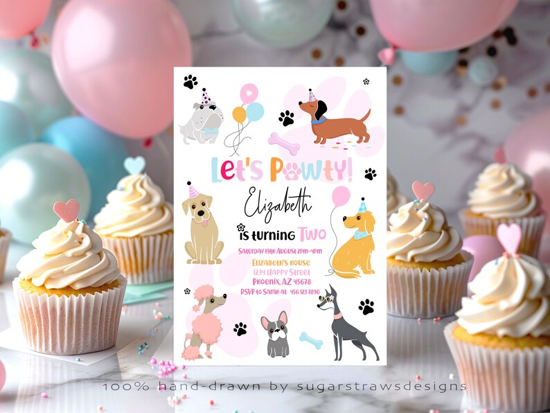 Editable Dog Birthday Party Invitation Puppy Birthday Invite Pet Invite ...