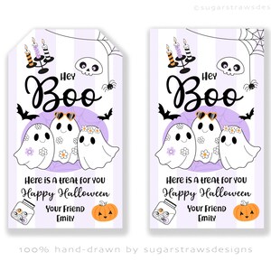 Editable Girls Halloween Favor Tag Template Corjl Ghost Boo Basket Gift ...