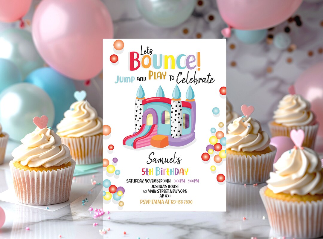 Editable Bouncy Castle Invitation Jump and Bounce Soft Play Invite Lets ...