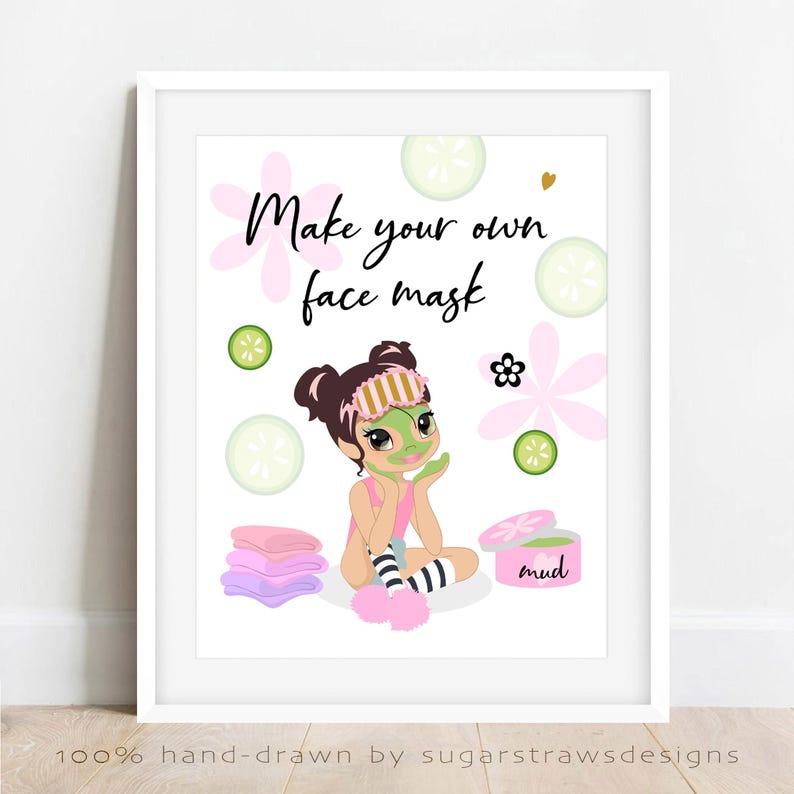 Editable Spa Party Custom Sign 5-pack Single Girl Custom Multi Sign ...