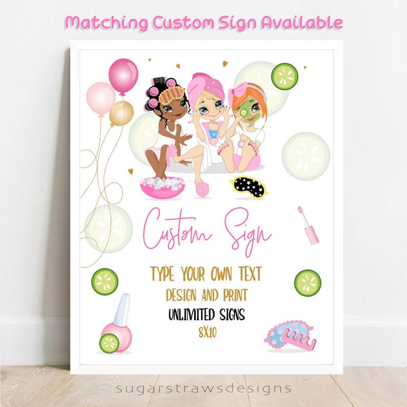 Editable Spa Party Birthday Welcome Sign Glamour Party Poster Spa ...