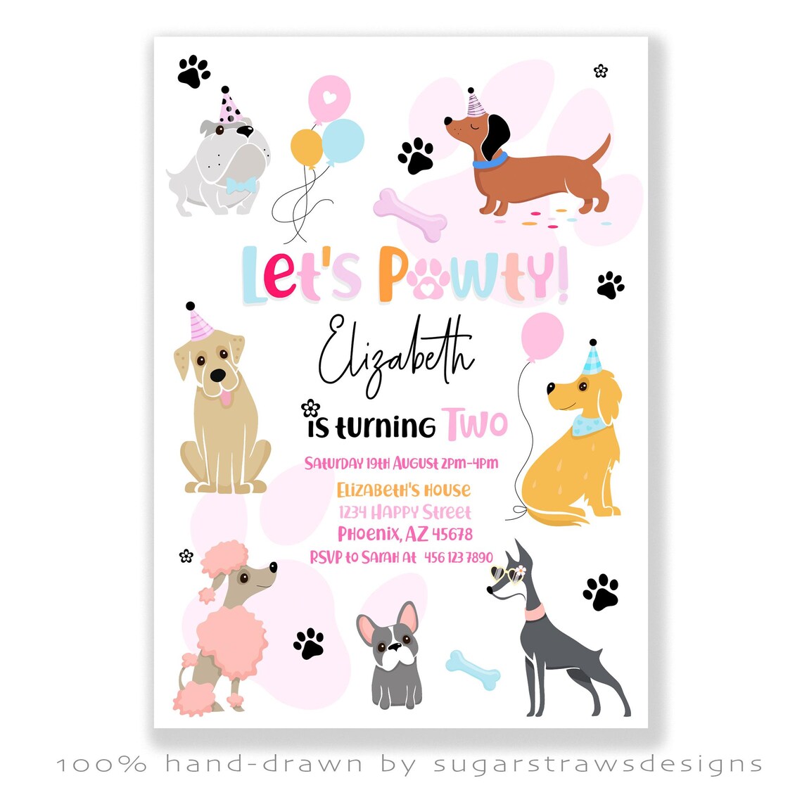Editable Dog Birthday Party Invitation Puppy Birthday Invite Pet Invite ...