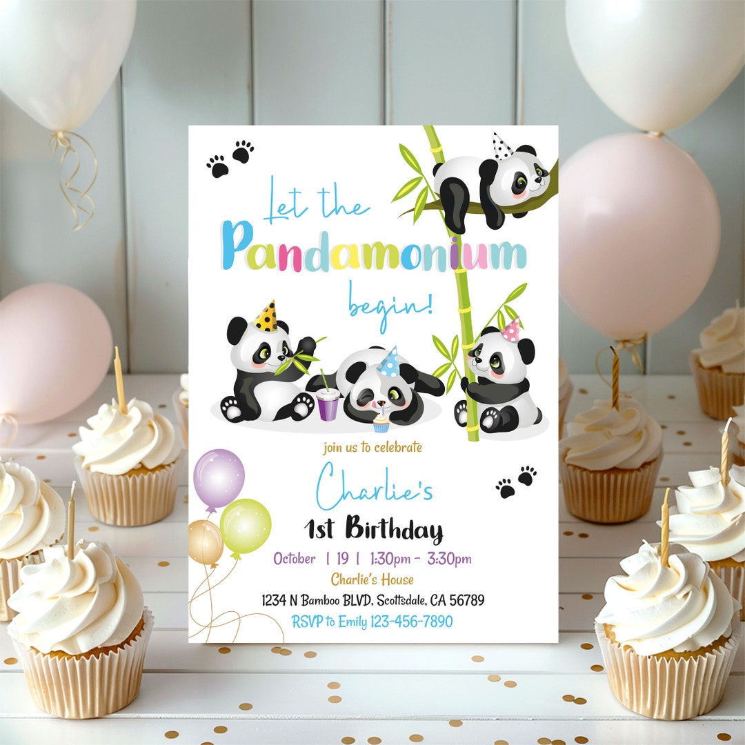 Editable Panda Party Birthday Invitation Wildlife Party Panda Invite ...
