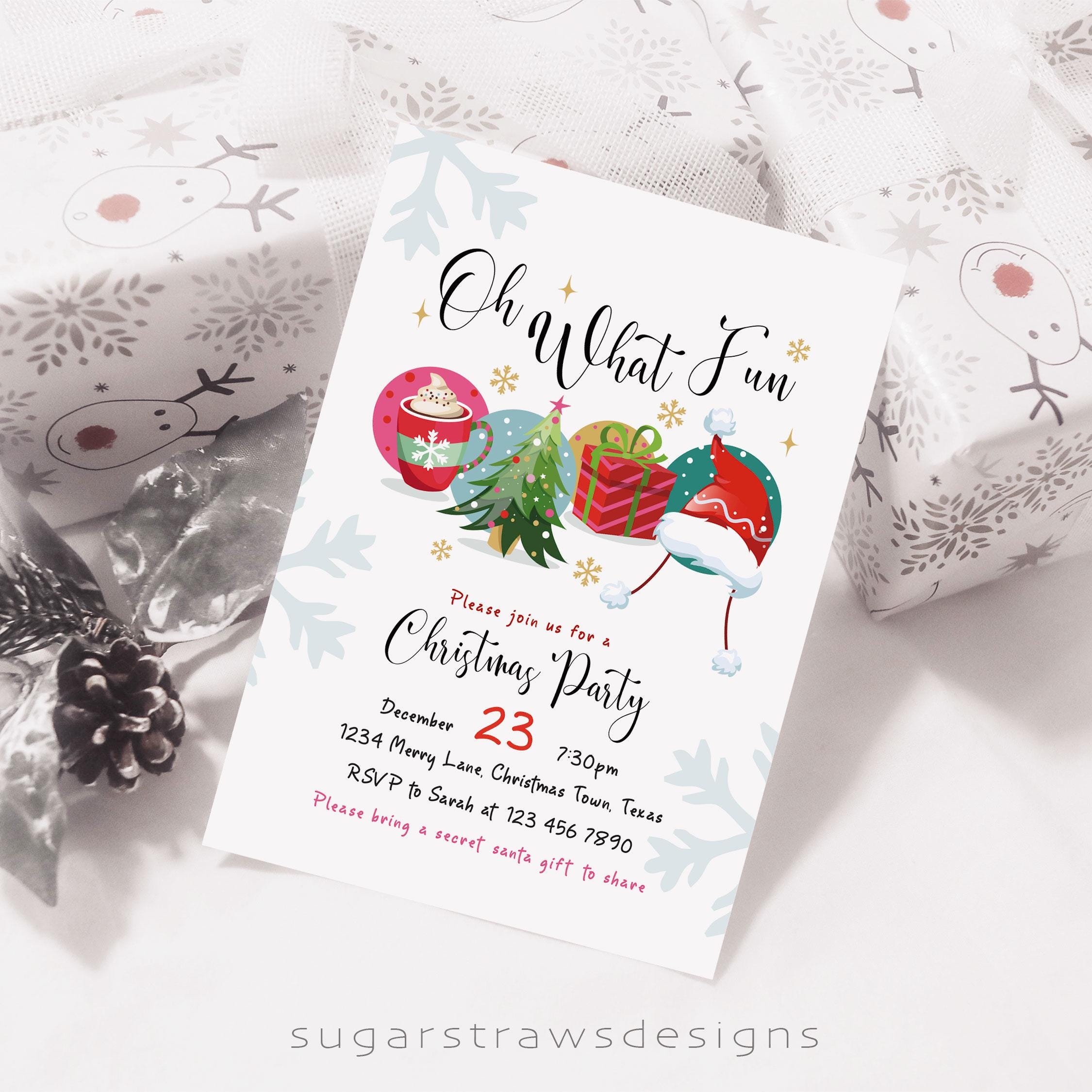 Editable Christmas Party Invitation Holiday Xmas Birthday Invite Kids ...