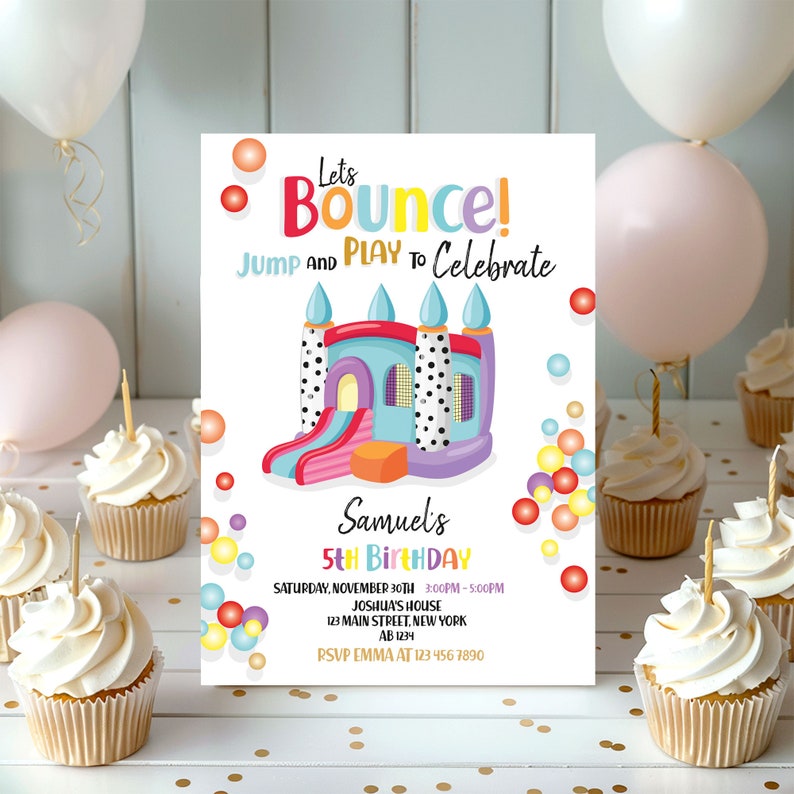 Editable Bouncy Castle Invitation Jump and Bounce Soft Play Invite Lets ...