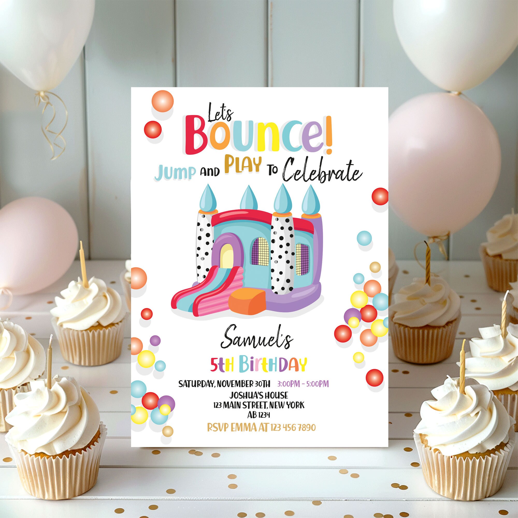 Editable Bouncy Castle Invitation Jump and Bounce Soft Play Invite Lets ...