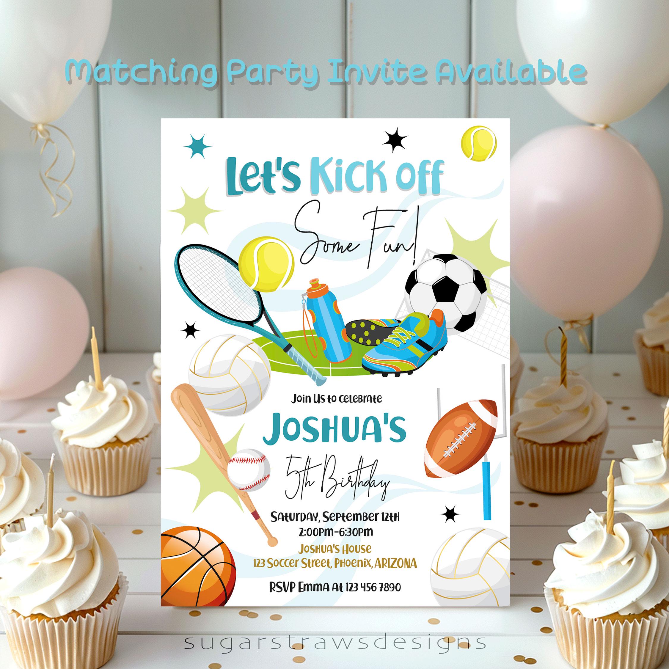 Editable Sports Party Backdrop Banner Boy Birthday Welcome Banner Multi ...