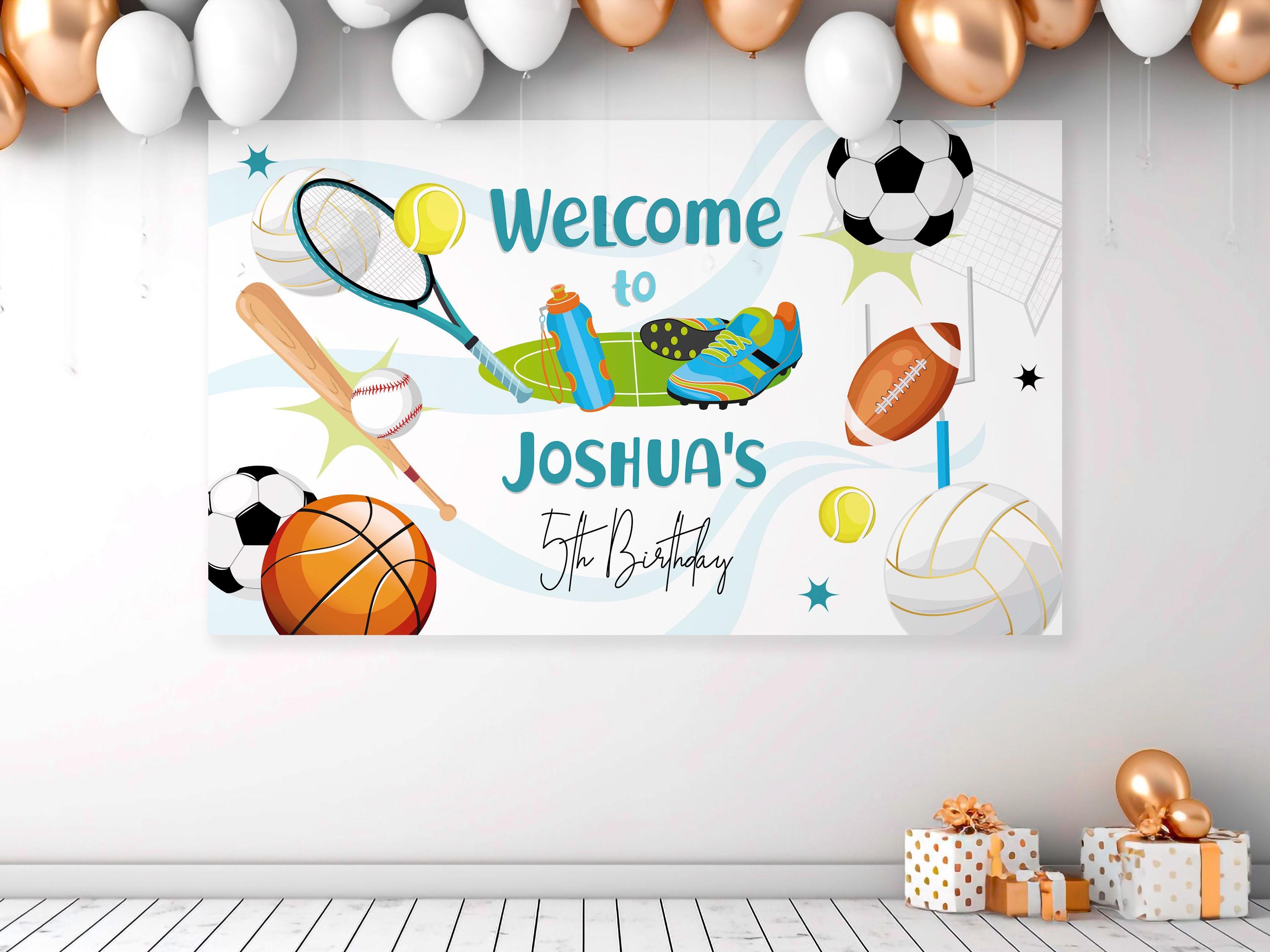 Editable Sports Party Backdrop Banner Boy Birthday Welcome Banner Multi ...