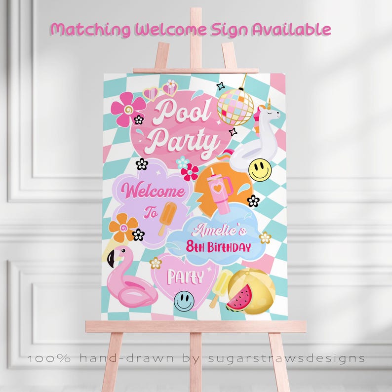 Editable Preppy Pool Party Girl Birthday Invitation Preppy Birthday ...