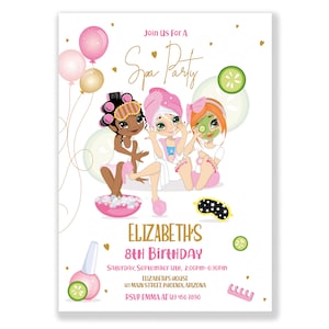 Editable Spa Party Birthday Invitation Birthday Girl Sleepover Invite ...