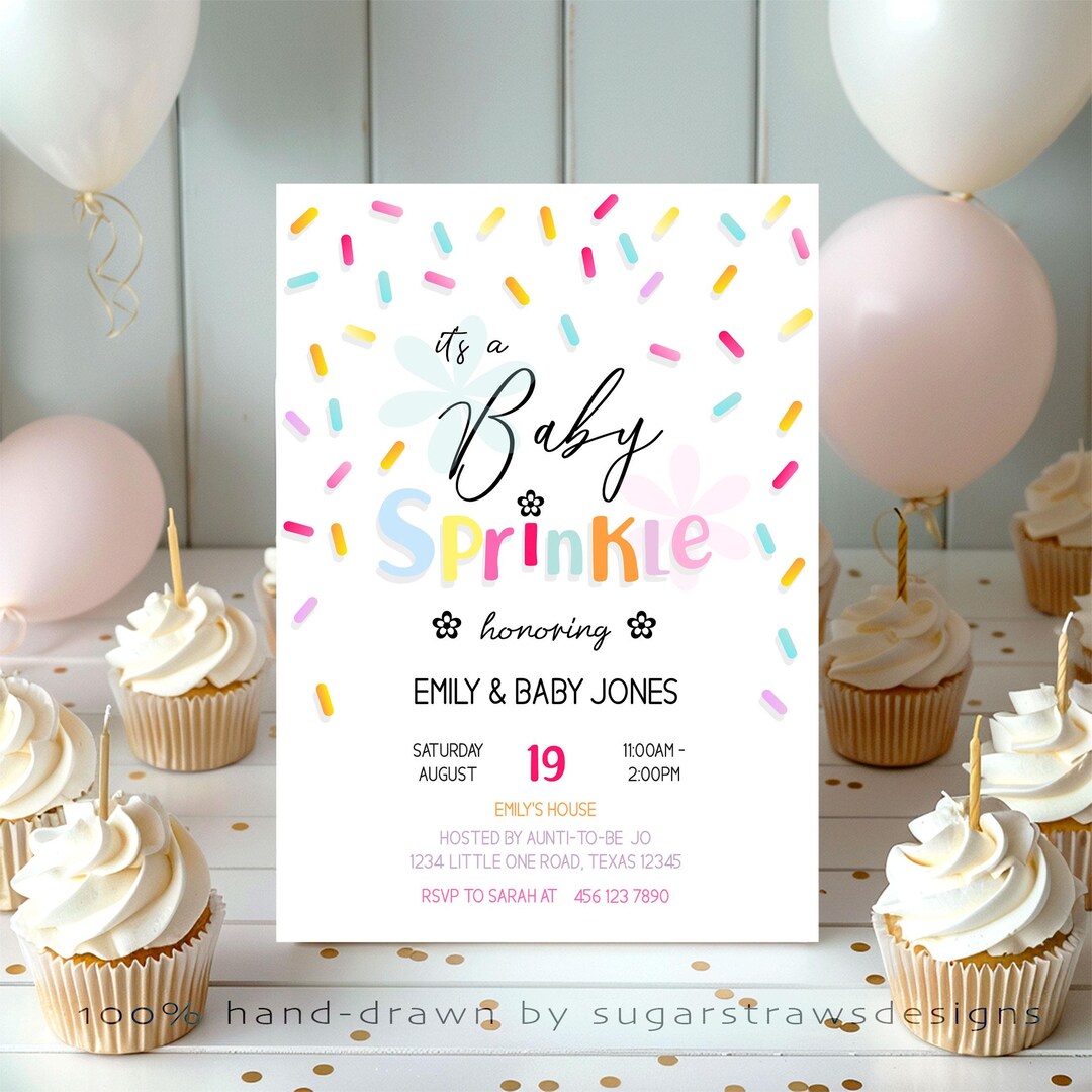 Editable Baby Sprinkle Shower Invitation Baby Shower Coed Shower Gender ...