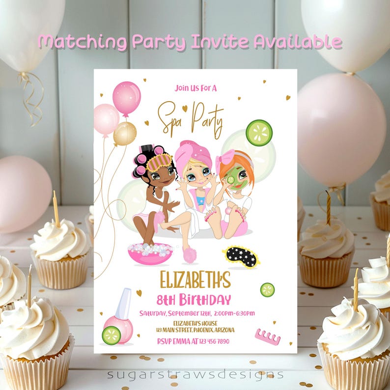 Editable Spa Party Custom Sign 5-pack Single Girl Custom Multi Sign ...