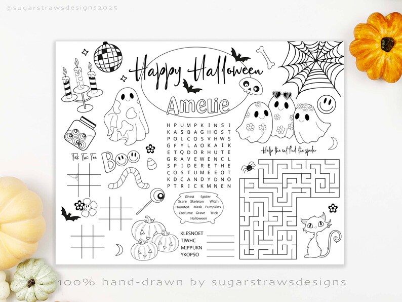 Halloween Activity Page, Halloween Kids Activity Placemat, Printable ...
