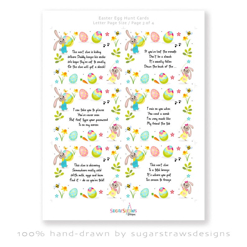 Editable Easter Egg Hunt Clue Cards 24 Rhyming Clues Easter Egg ...