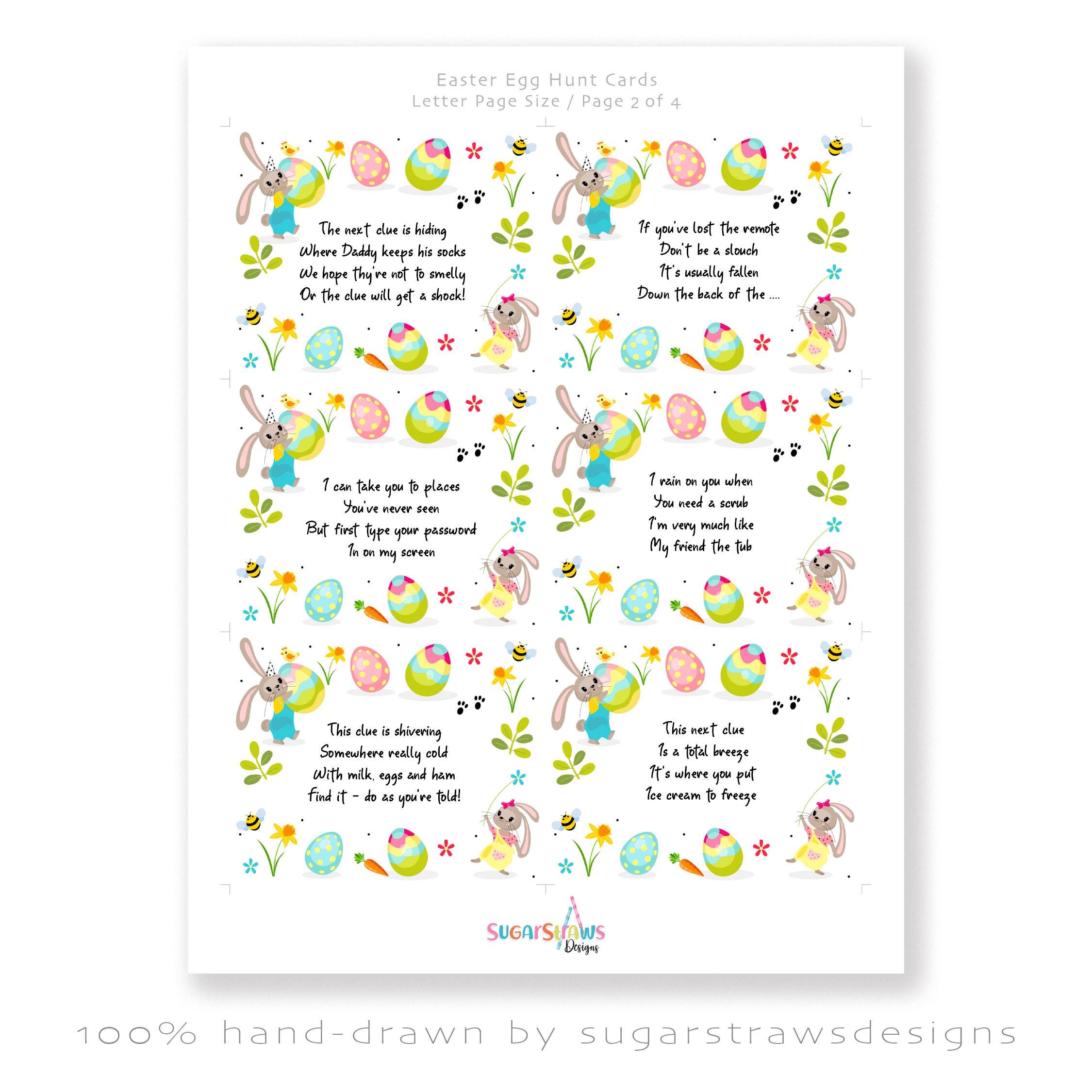 Editable Easter Egg Hunt Clue Cards 24 Rhyming Clues Easter Egg ...