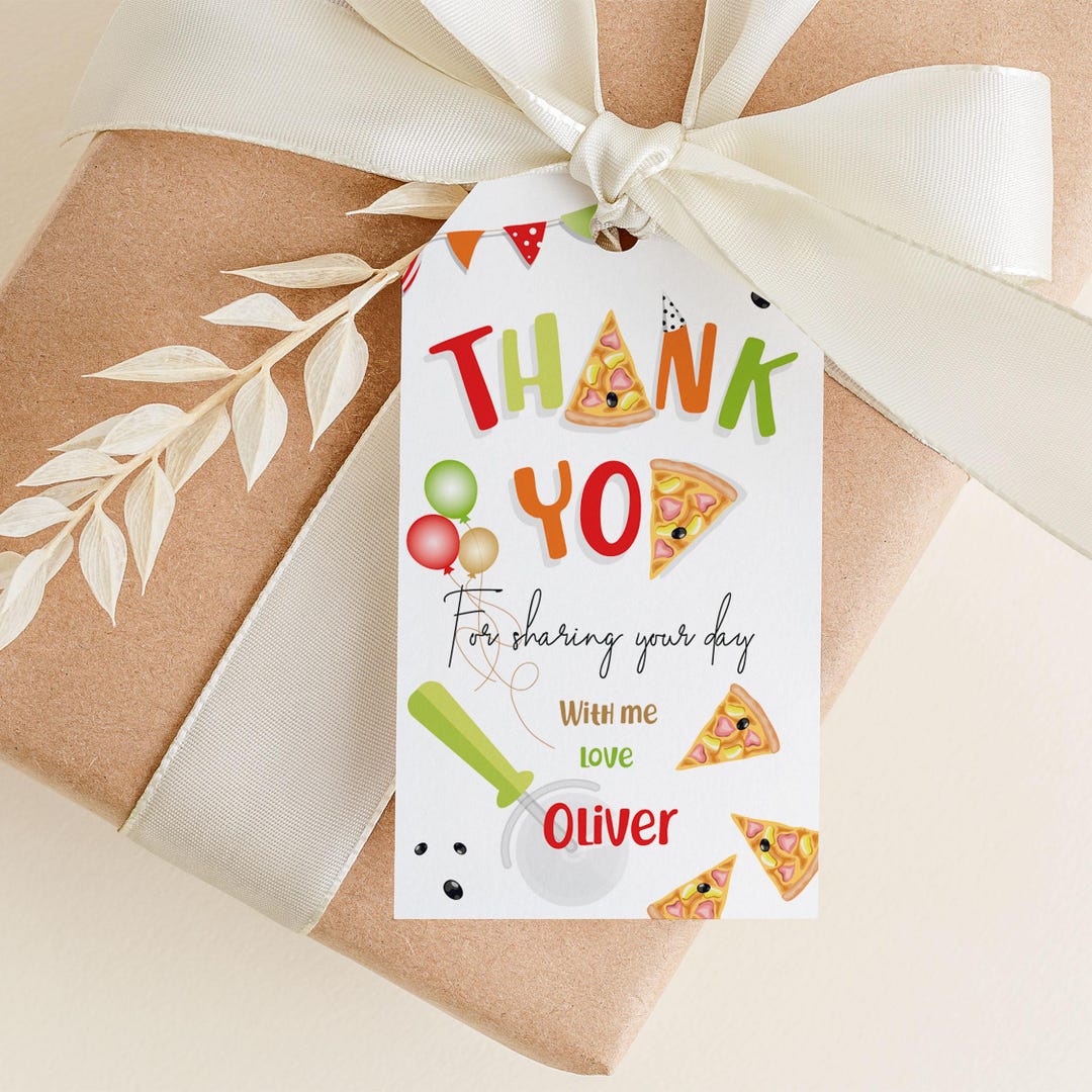 Editable Pizza Party Favor Tag Thank You Tag Birthday Gift Tag Pizza ...