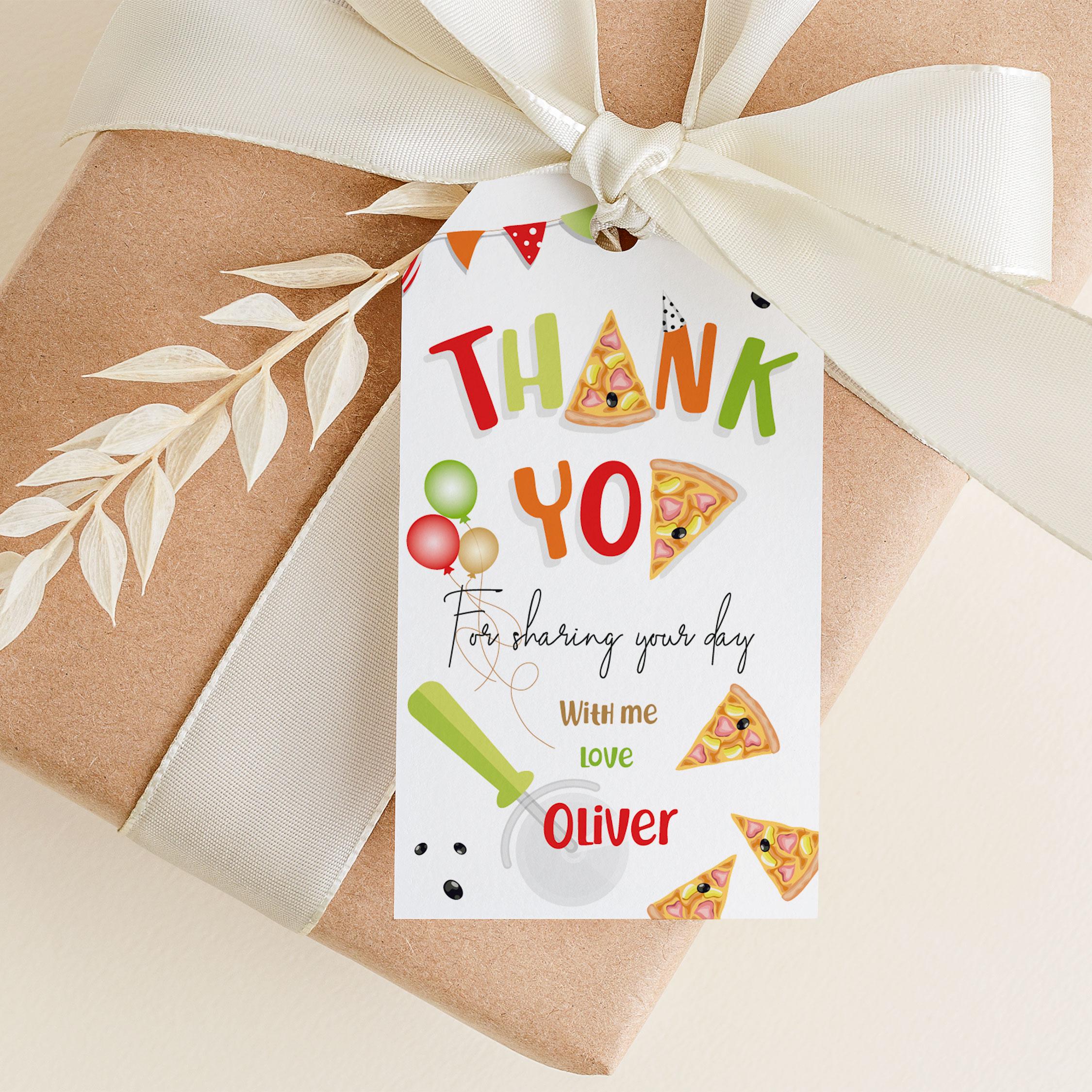 Editable Pizza Party Favor Tag Thank You Tag Birthday Gift Tag Pizza ...