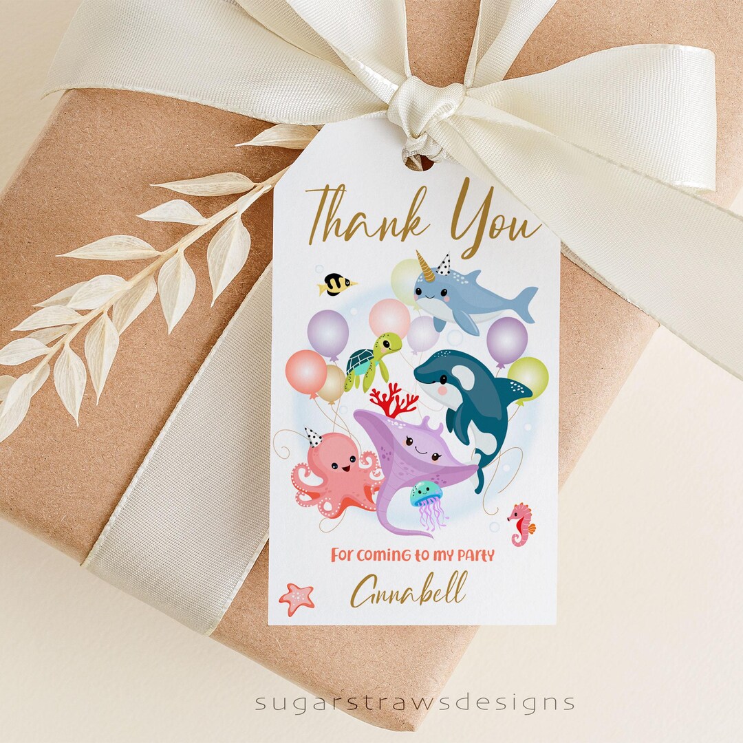 Editable Under the Sea Favor Tag Girl Boy Gift Tag Thank You Tag Under ...