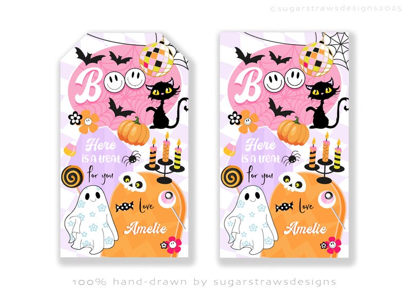 Editable Preppy Halloween Favor Tag Template Corjl | Boo Basket Trick ...