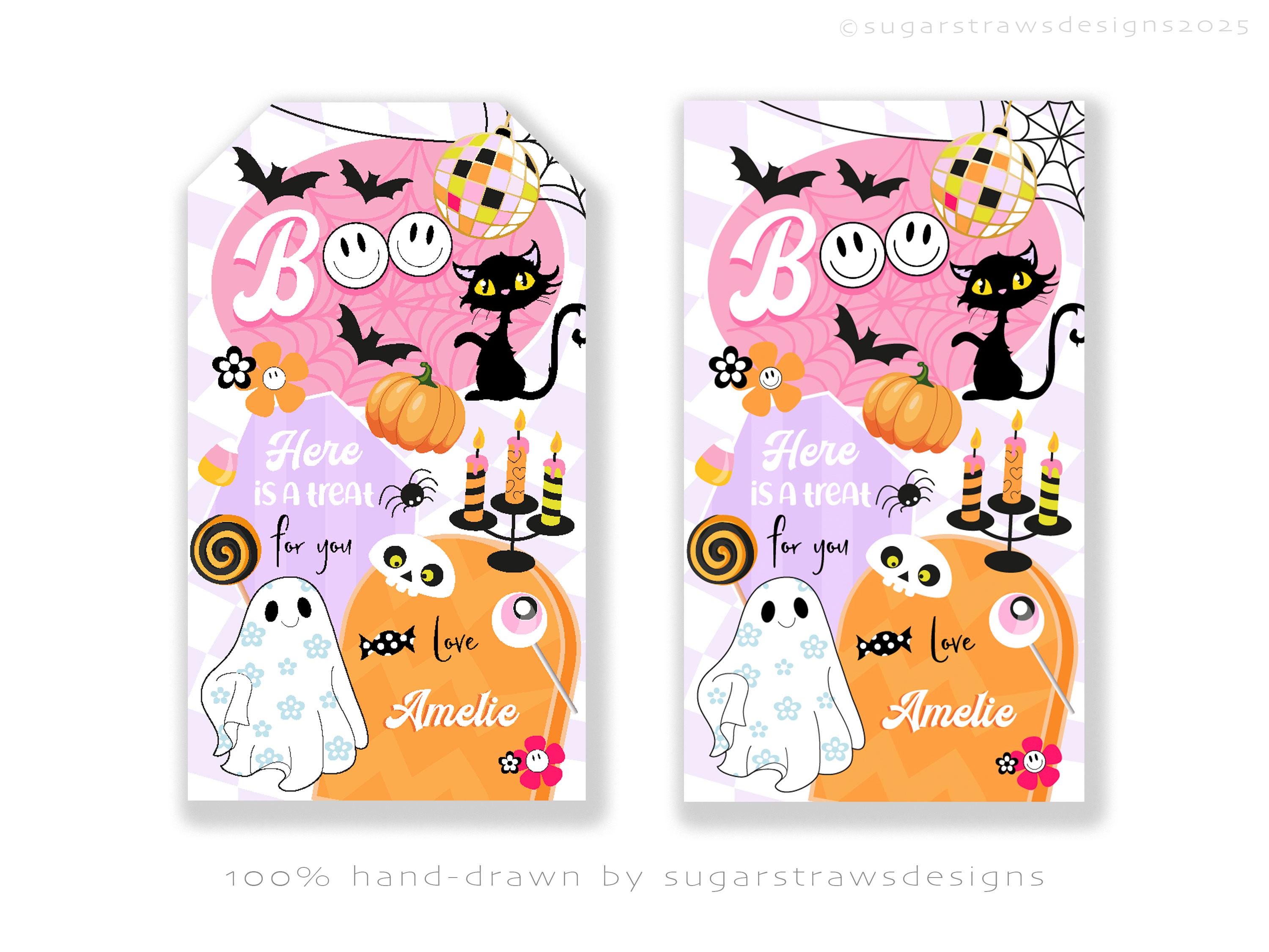 Editable Preppy Halloween Favor Tag Template Corjl | Boo Basket Trick ...