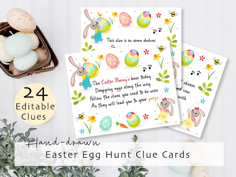 Editable Easter Egg Hunt Clue Cards 24 Rhyming Clues Easter Egg ...