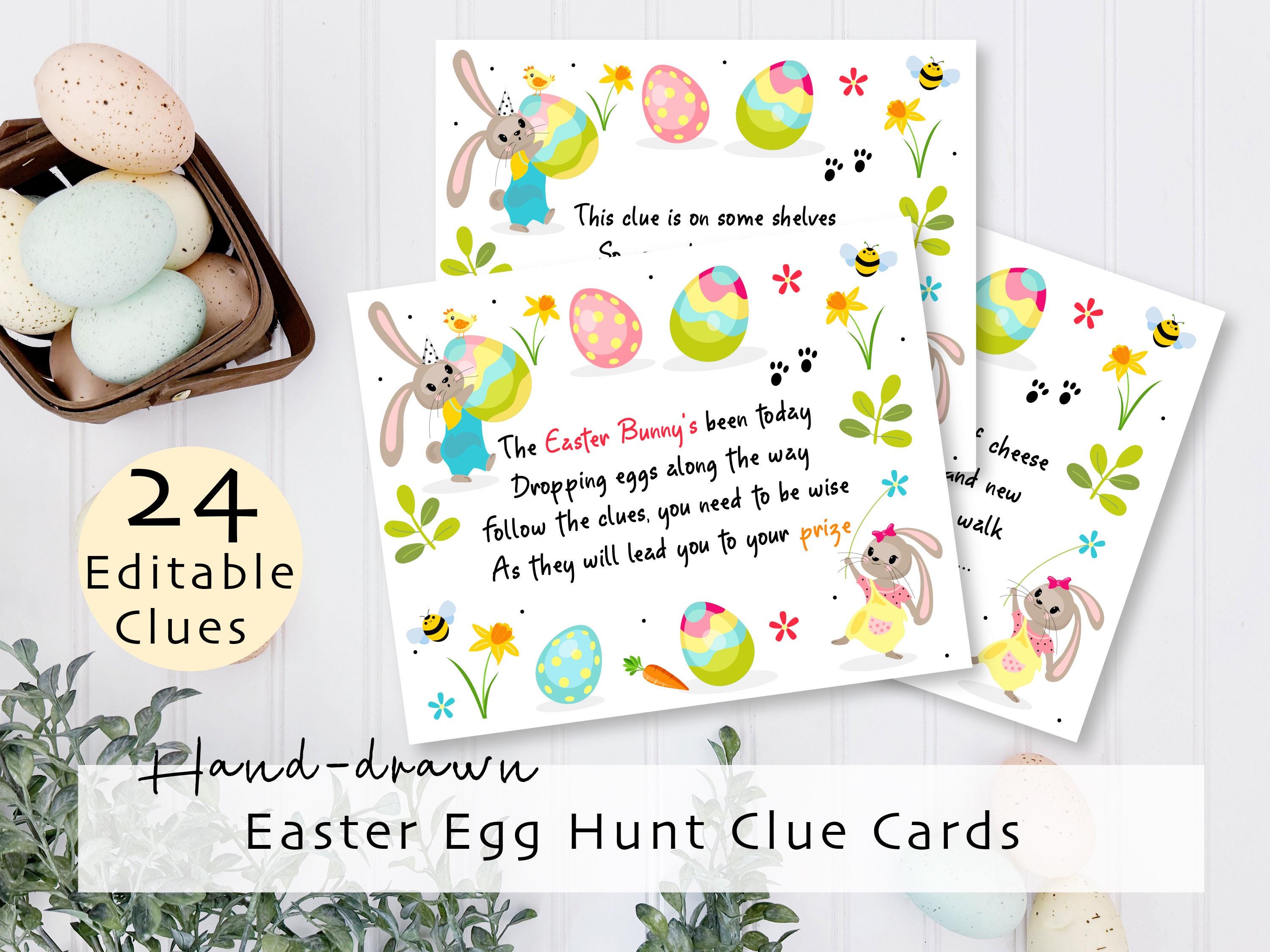 Editable Easter Egg Hunt Clue Cards 24 Rhyming Clues Easter Egg ...