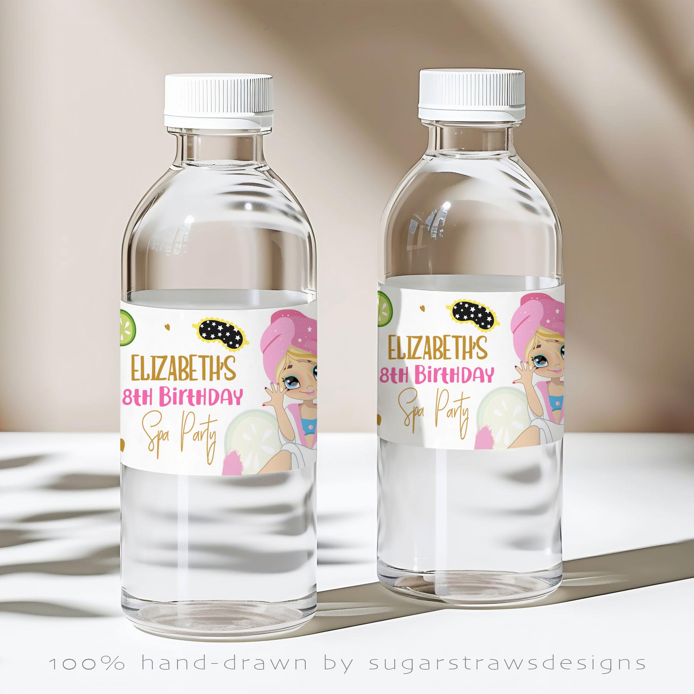 Editable Spa Party Water Bottle Label Girl Birthday Party Drink Label ...