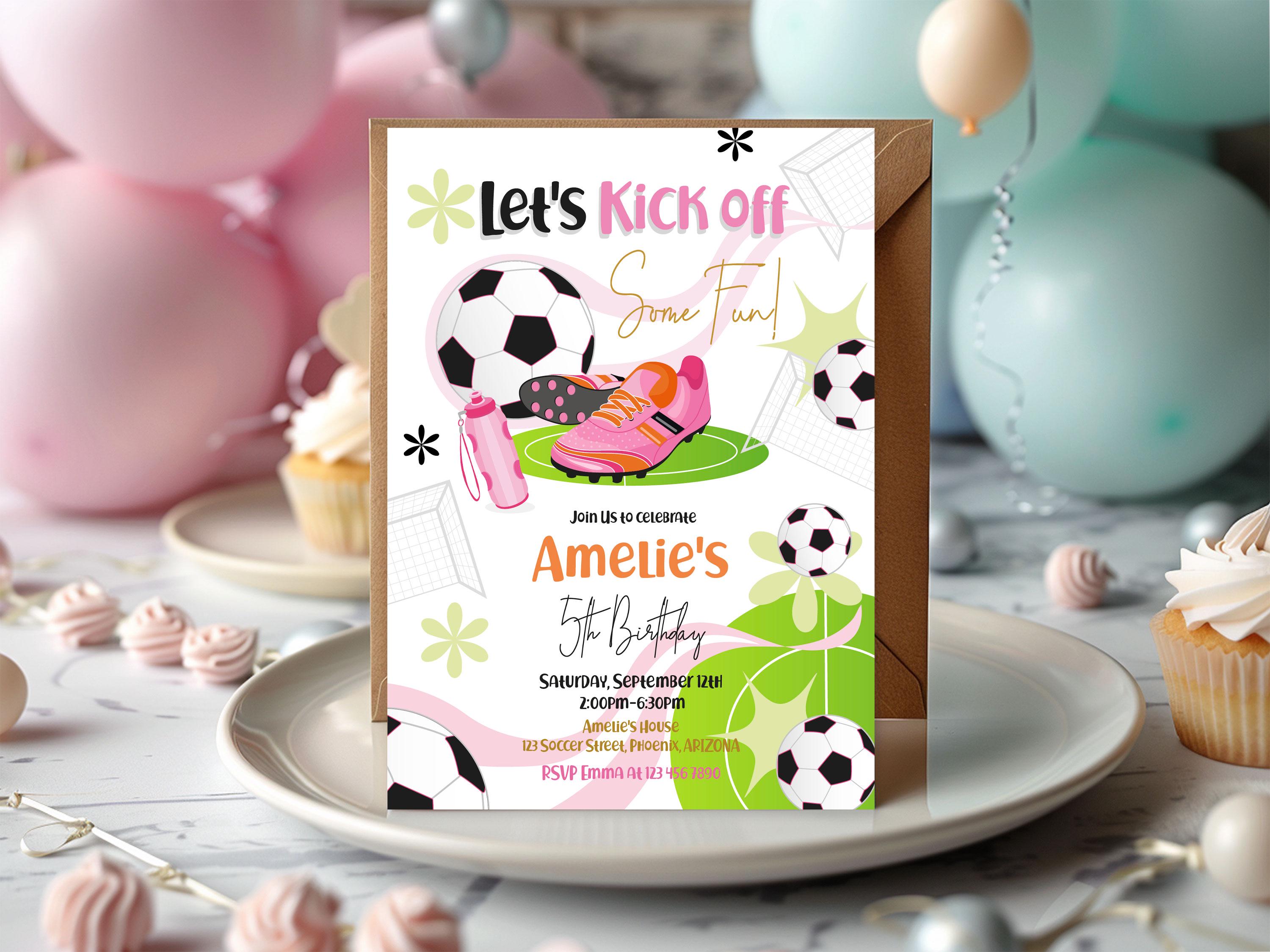Editable Soccer Birthday Invitation Football Party Invite Party Girl ...