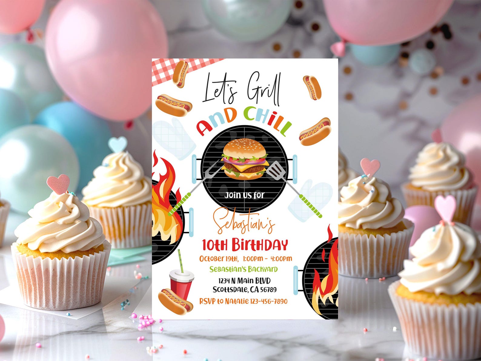 Editable BBQ Birthday Invitation Boy BBQ Birthday Invite Boy Barbecue ...