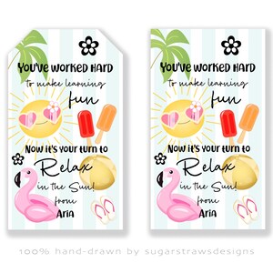 Editable Summer Teacher Appreciation Gift Tag End of School Year ...