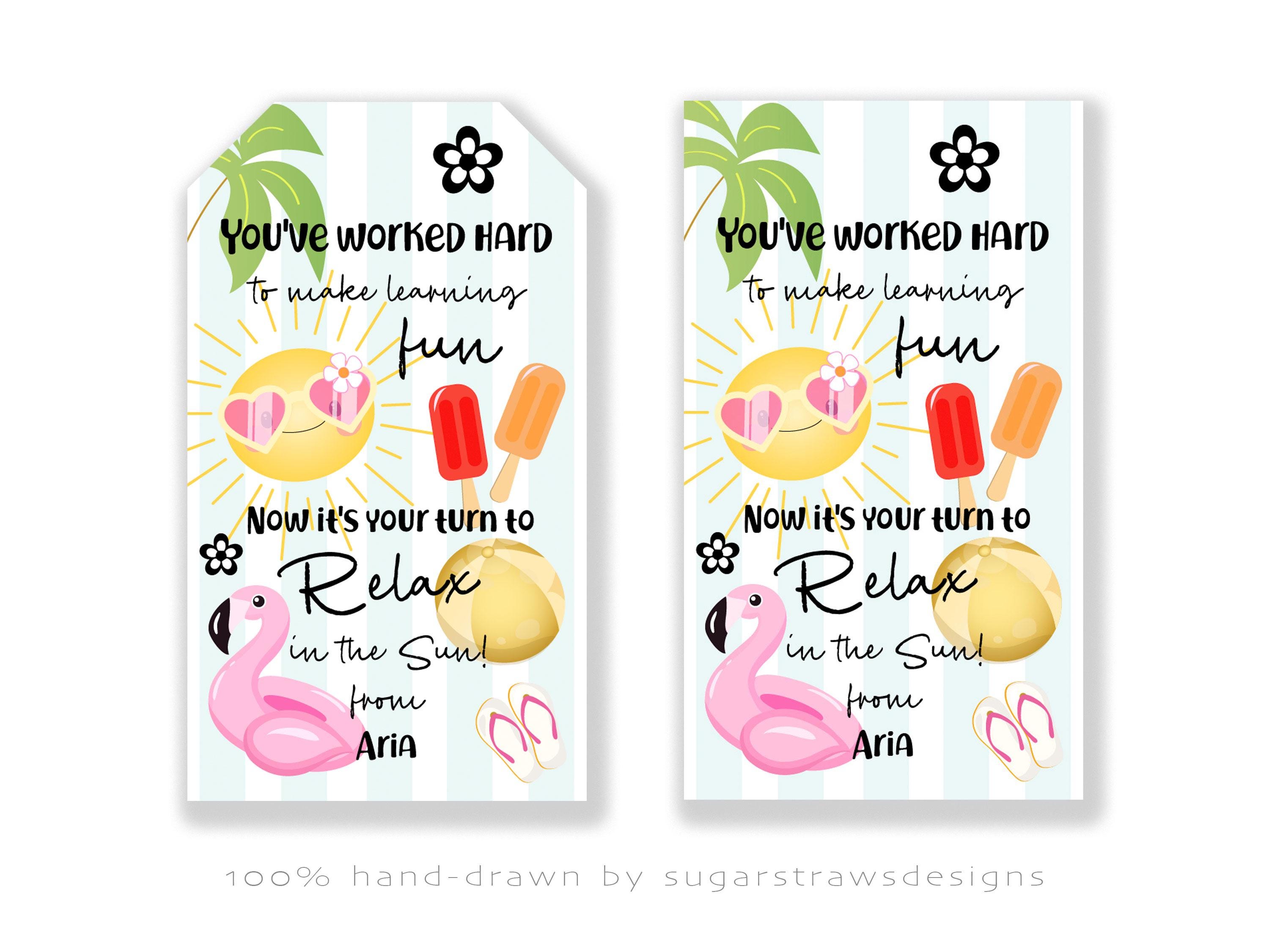 Editable Summer Teacher Appreciation Gift Tag End of School Year ...