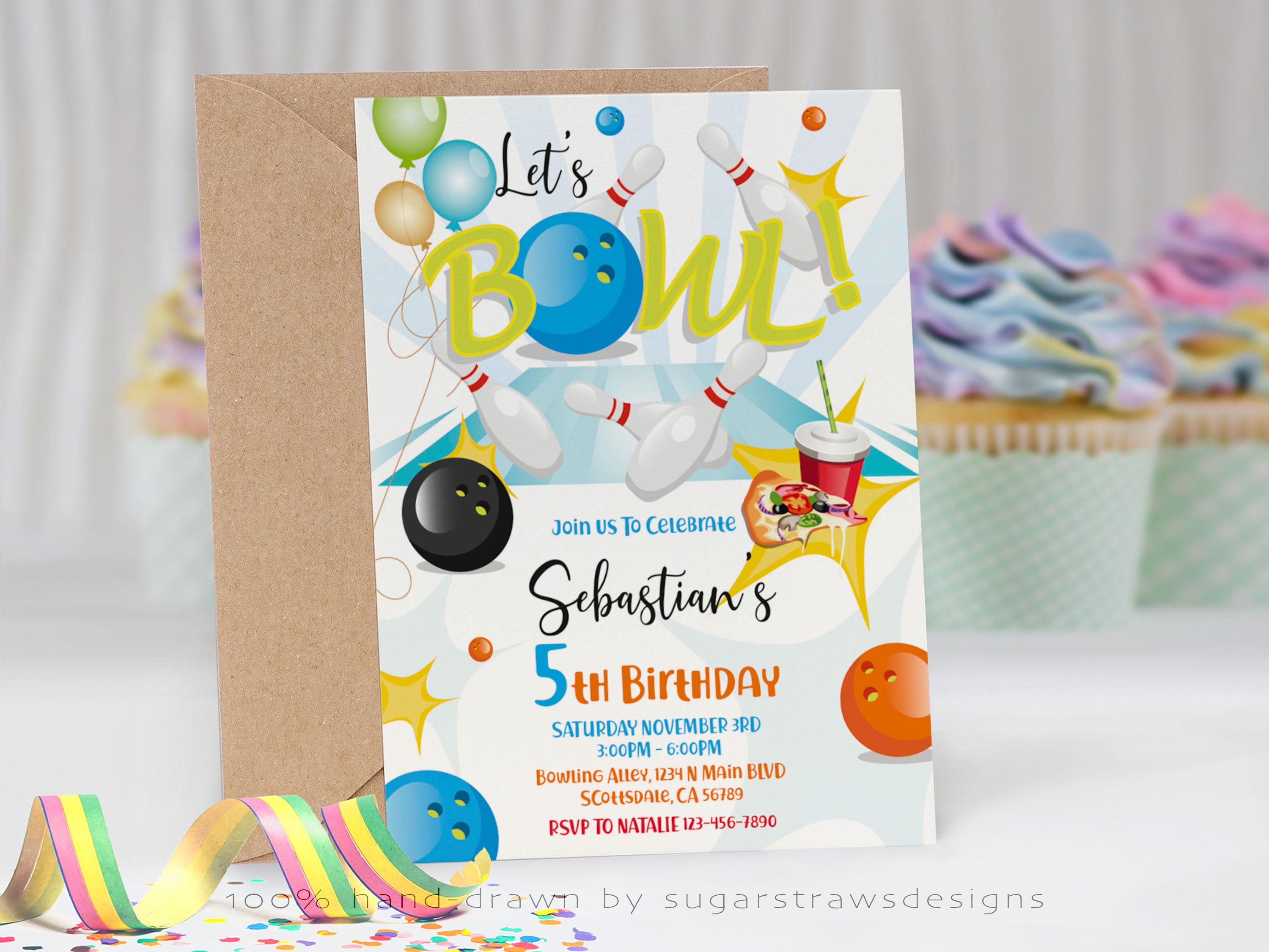 Editable Bowling Birthday Invitation Bowling Party Invite Party Boy ...