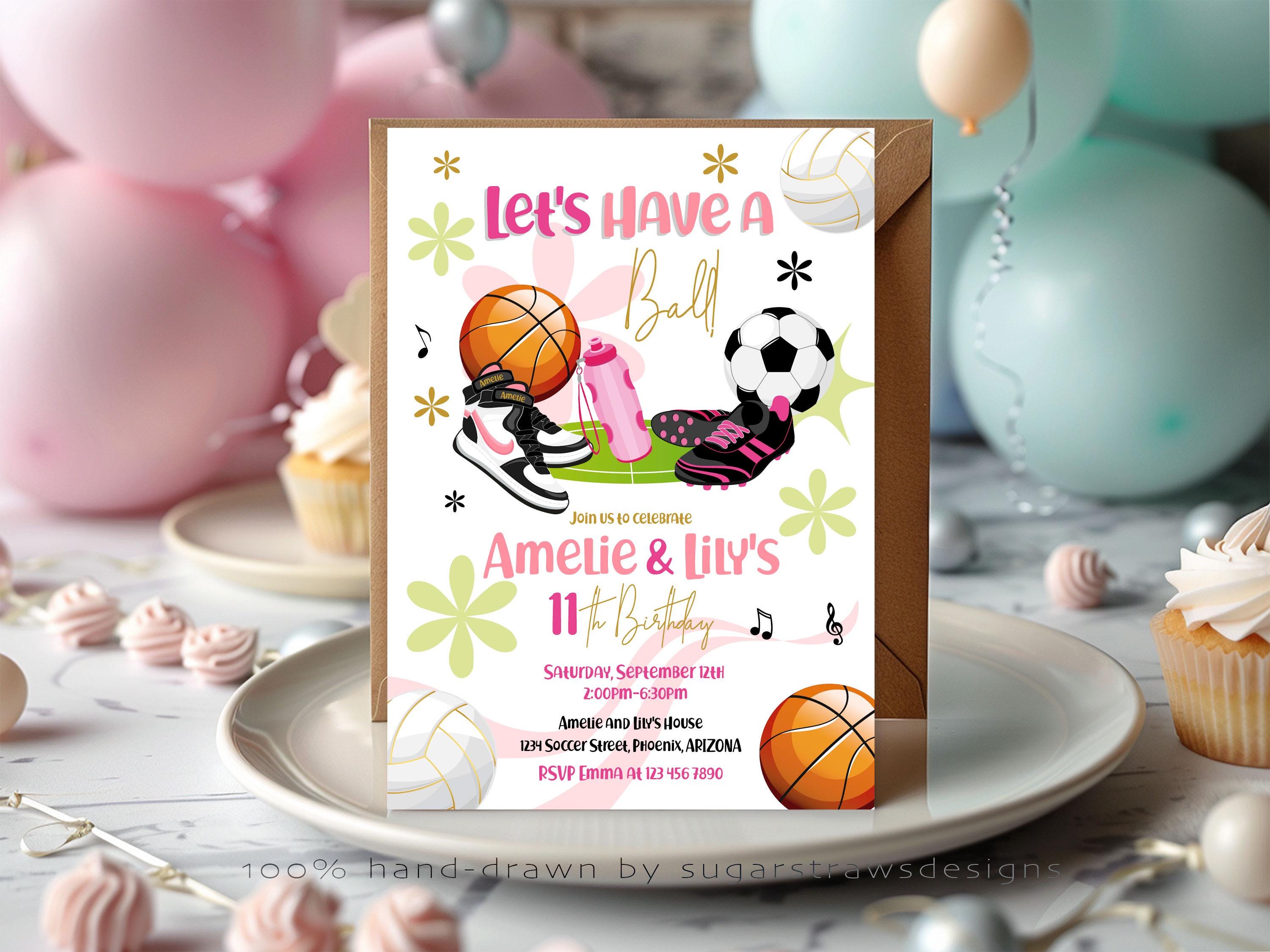 Editable Sports Party Birthday Invitation Girl Sports Invite Multi ...