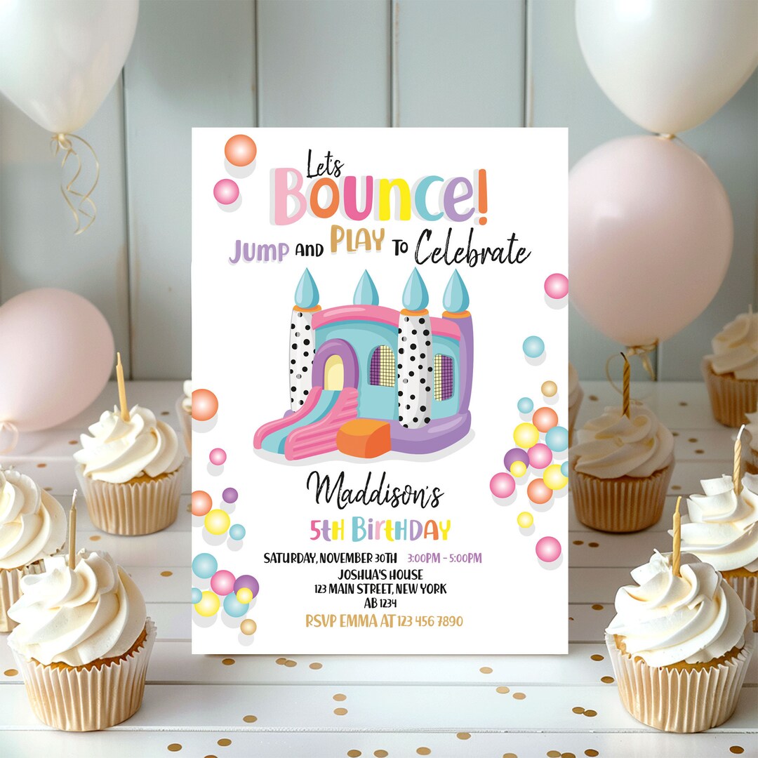 Editable Bouncy Castle Invitation Jump and Bounce Soft Play Invite Lets ...