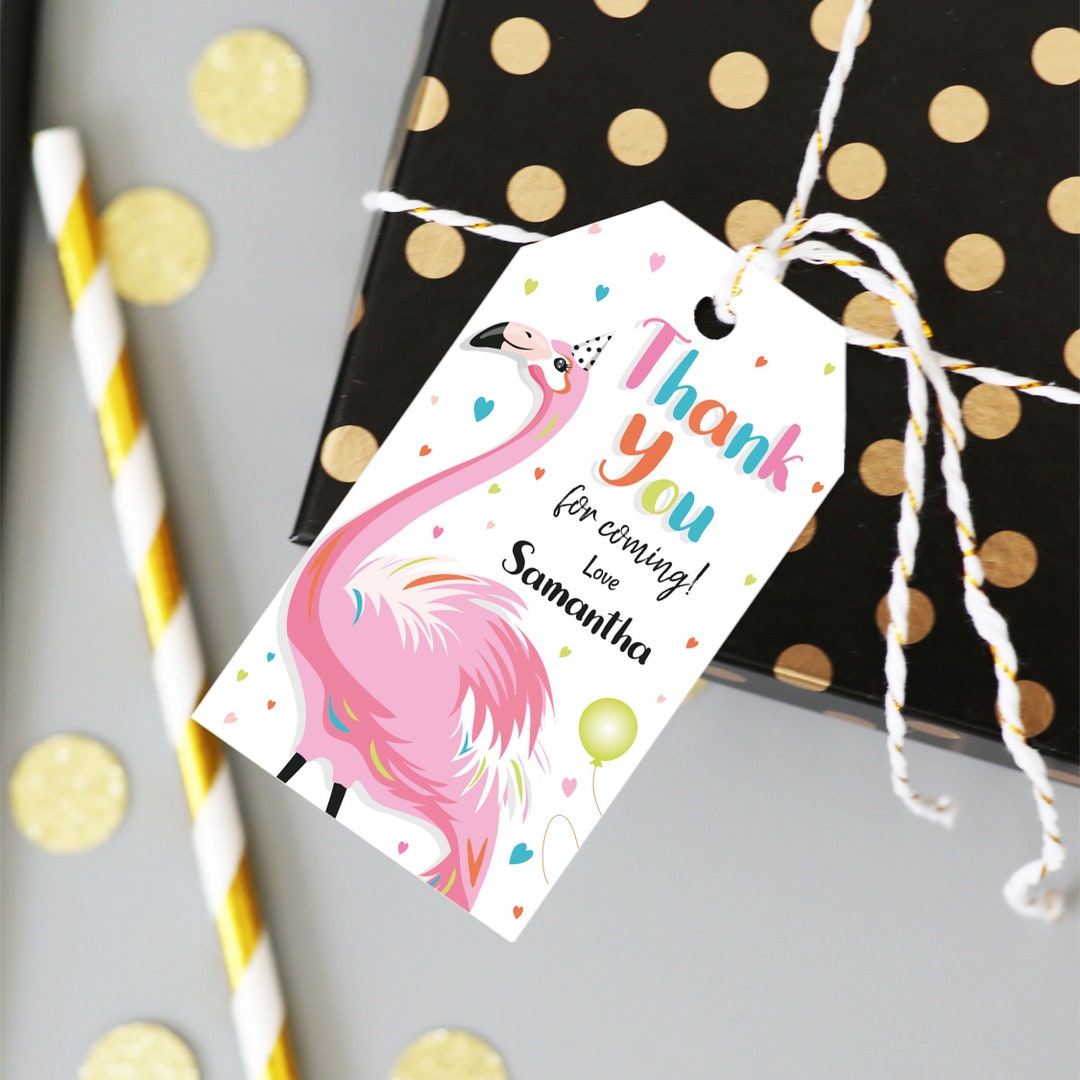 Editable Flamingo Party Favor Tag Girl Birthday Thankyou Tag Gift Tag ...
