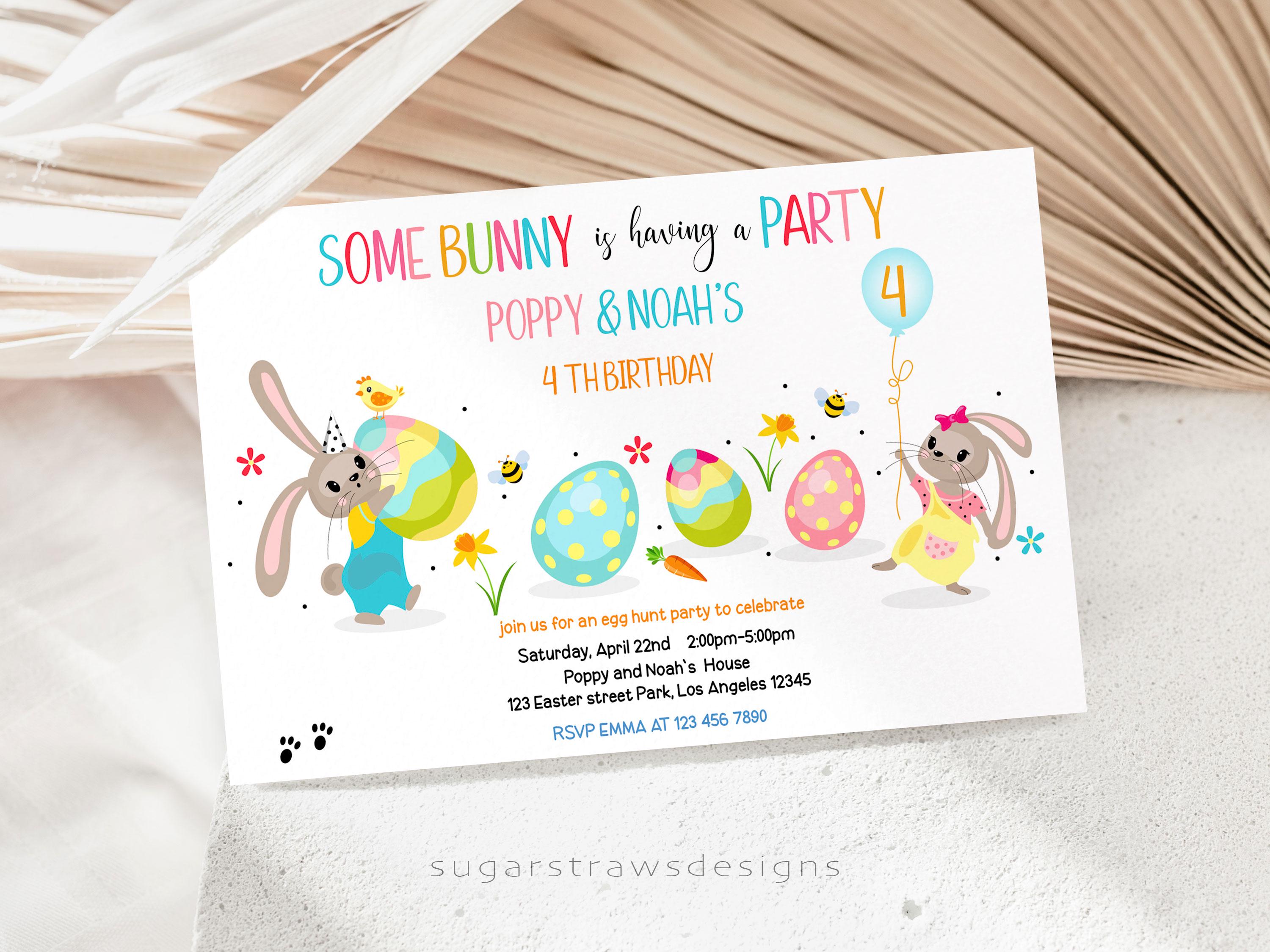 Editable Easter Birthday Invitation Boy Girl Birthday Invite Easter ...