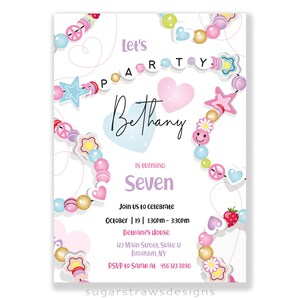 Editable Friendship Bracelet Invitation Girl Birthday Bead Bracelet ...