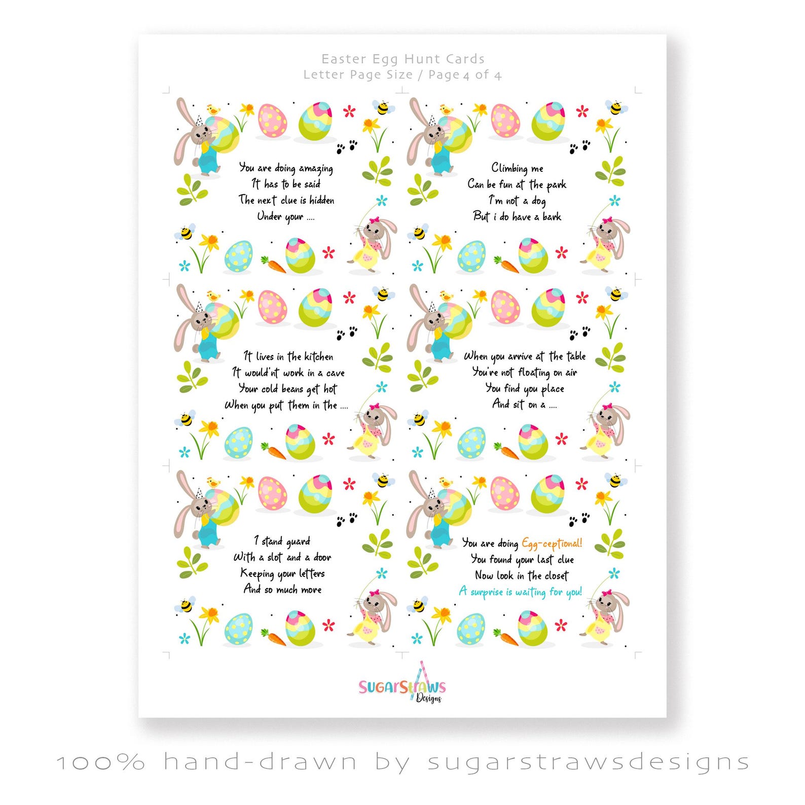 Editable Easter Egg Hunt Clue Cards 24 Rhyming Clues Easter Egg ...