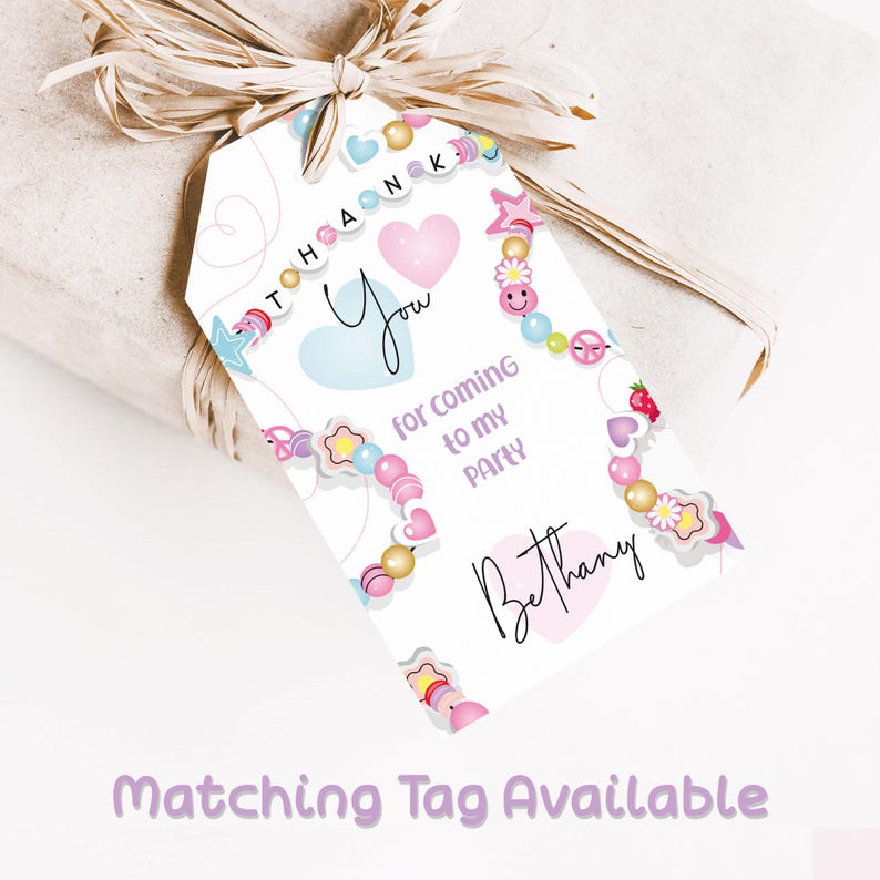 Editable Friendship Bracelet Invitation Girl Birthday Bead Bracelet ...